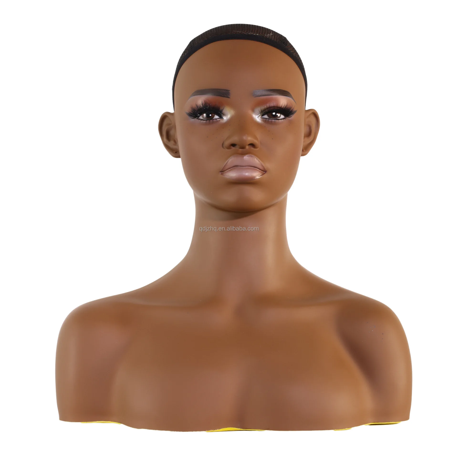 African Female Black Mannequin Head With Shoulders And Makeup Mannequin ...