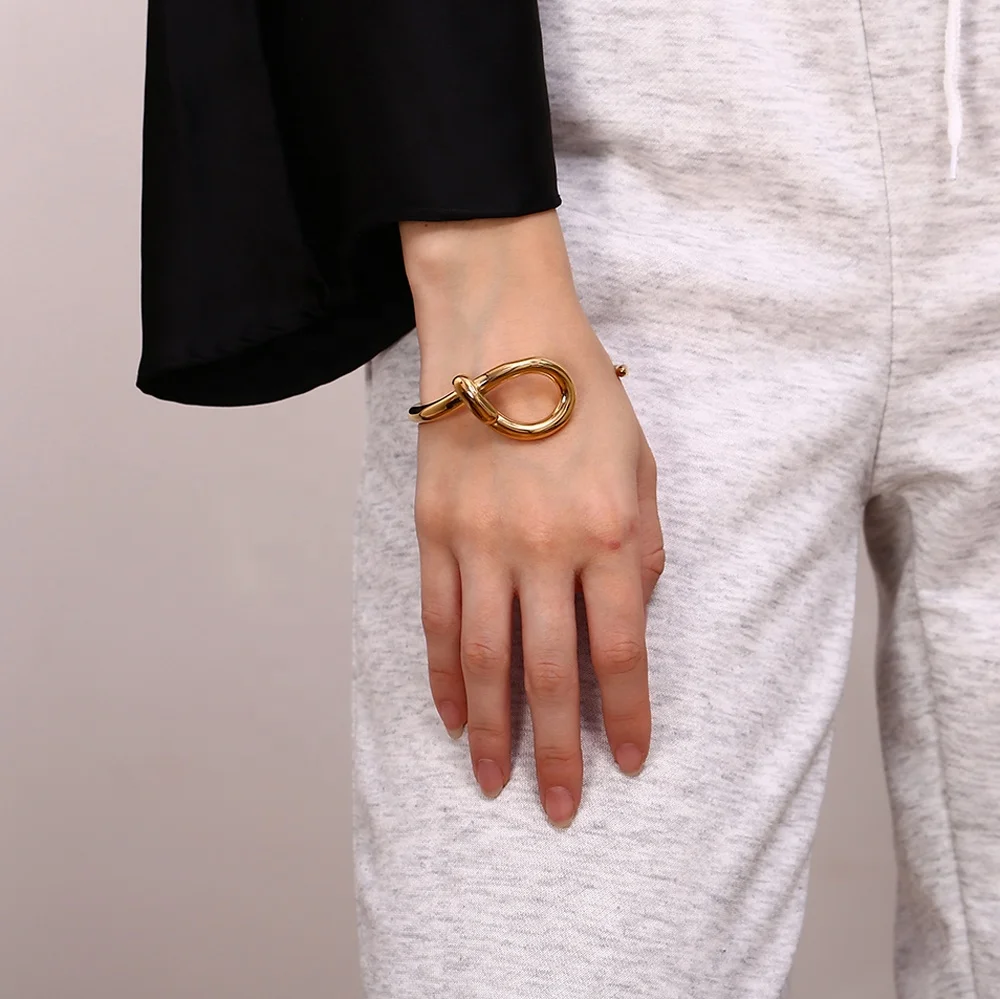 Dingran High Quality Water Drop Cuff Bangles Minimalist Gold Plated ...