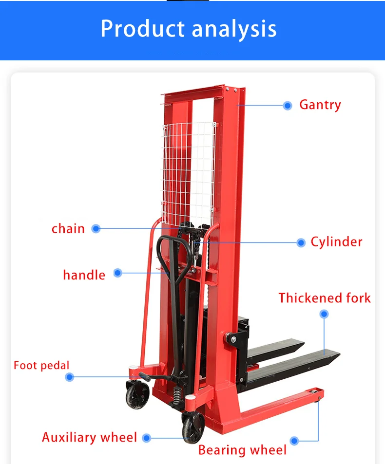 Manual Hydraulic Stacker with Smooth Lifting and Lowering of Thickened ...