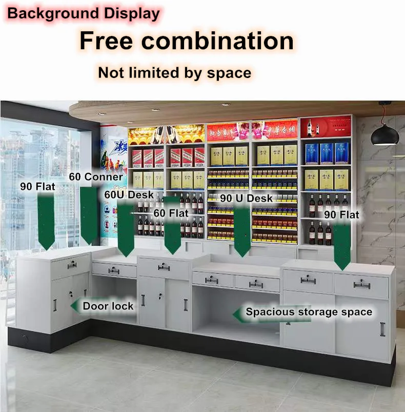 U Shaped Wooden Checkout Counter Display Stand for Retail Kiosk ODM