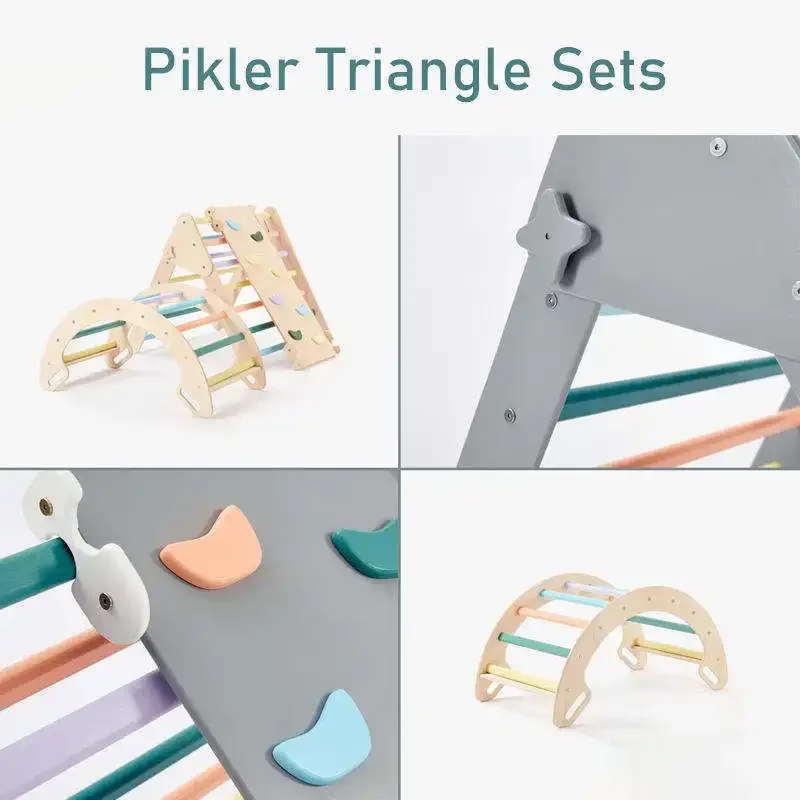 Pickle Triangle Wood Baby Gym Climbing Triangle Set Of 3 Montessori ...