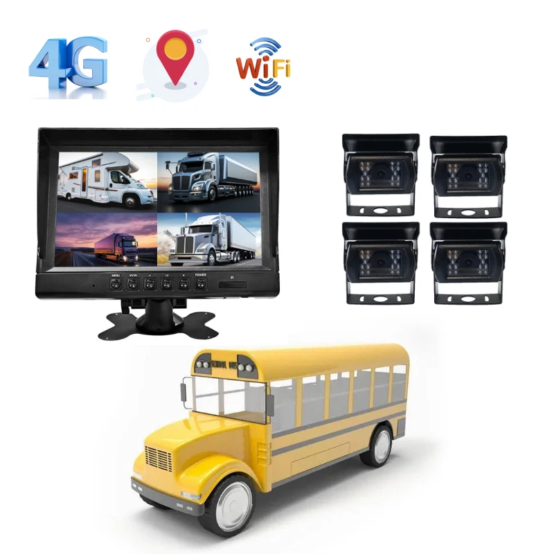 Seemetech 4ch 9 Inch Screen Split Screen Truck Monitor 1080pcamera *4 ...