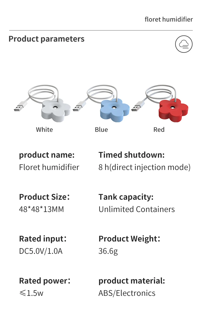 Mini USB Flower Humidifier - Cool Mist for Home & Office