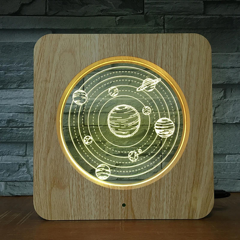 Table Photo Frame 3d Lamp Creative Products Wood Art Picture Photo ...