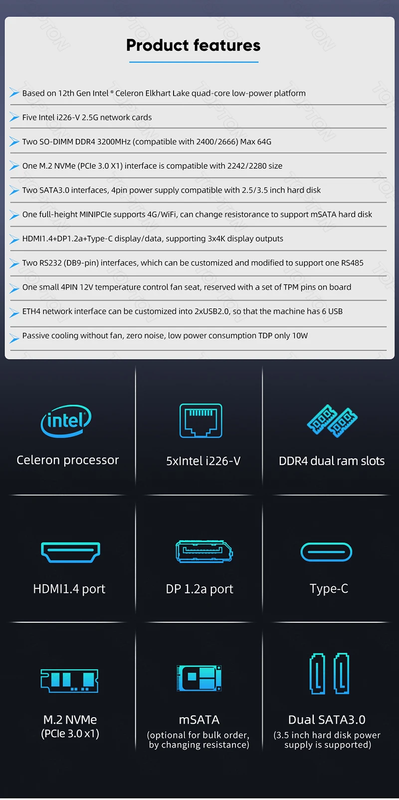 Fanless Mini Pc 12th Gen 2.5g Soft Router Cele-ron J6413 J6412 5x I226 ...