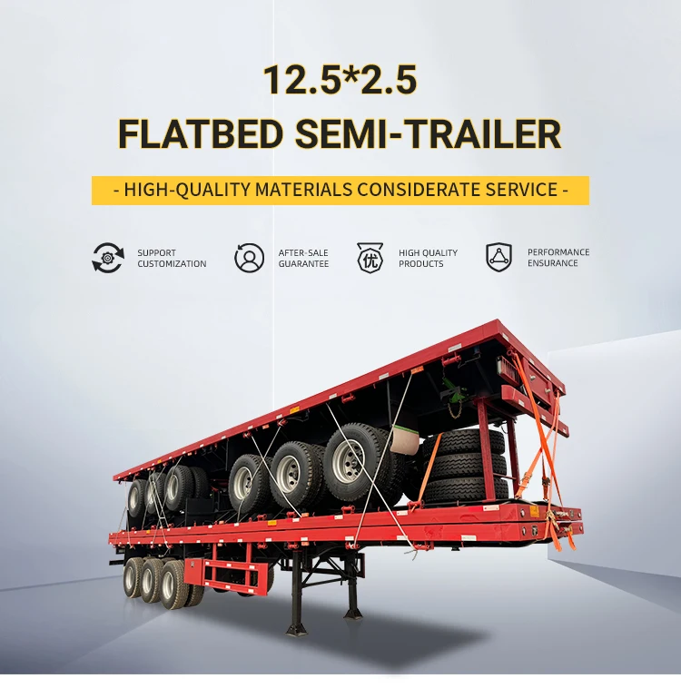 40ft Triaxles Trail Flatbedtrailer Semitrailer Air Suspension Flatbed ...