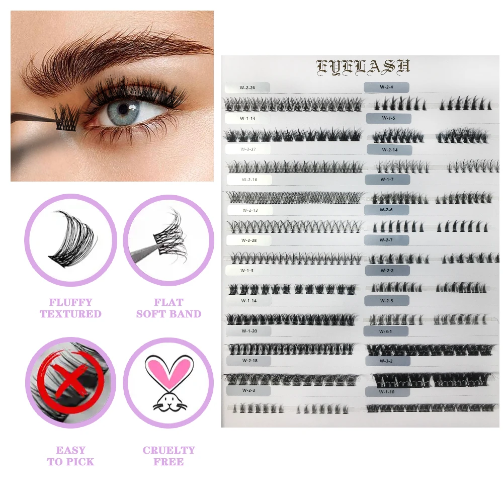 Wholesale Individual Segment Lash Cluster Lashes Pre-Bond Press-On Diy ...
