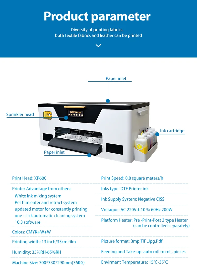 Mc 2024 White Ink Digital Inkjet Printer Pet Film Heat Transfer Pigment ...