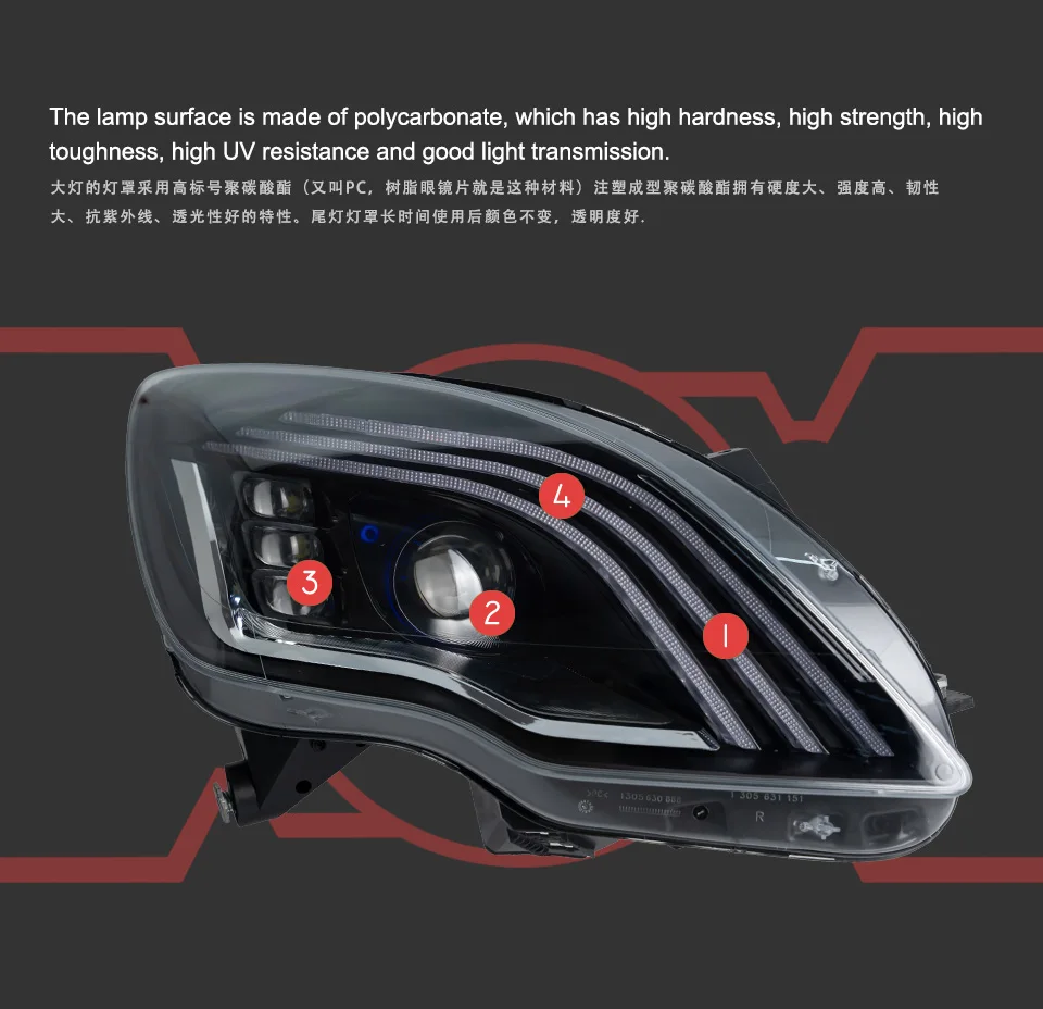 Car Lights For Benz W251 Headlight Projector Lens R Class R320 R350 ...