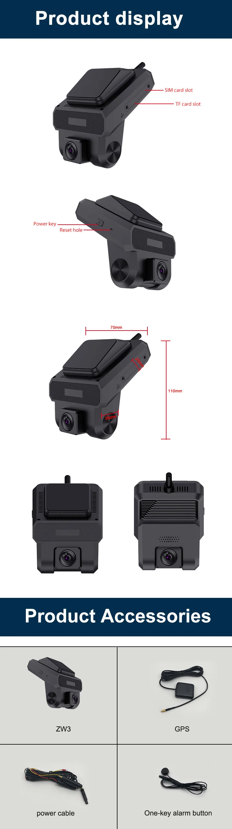 4G Sim Cloud Car Dash Camera DVR with App Live HD 4G Car DVR