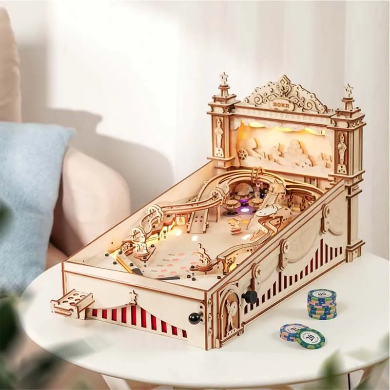 Robotime Rokr DIY 3D Pinball Machine Model Kits for Adults
