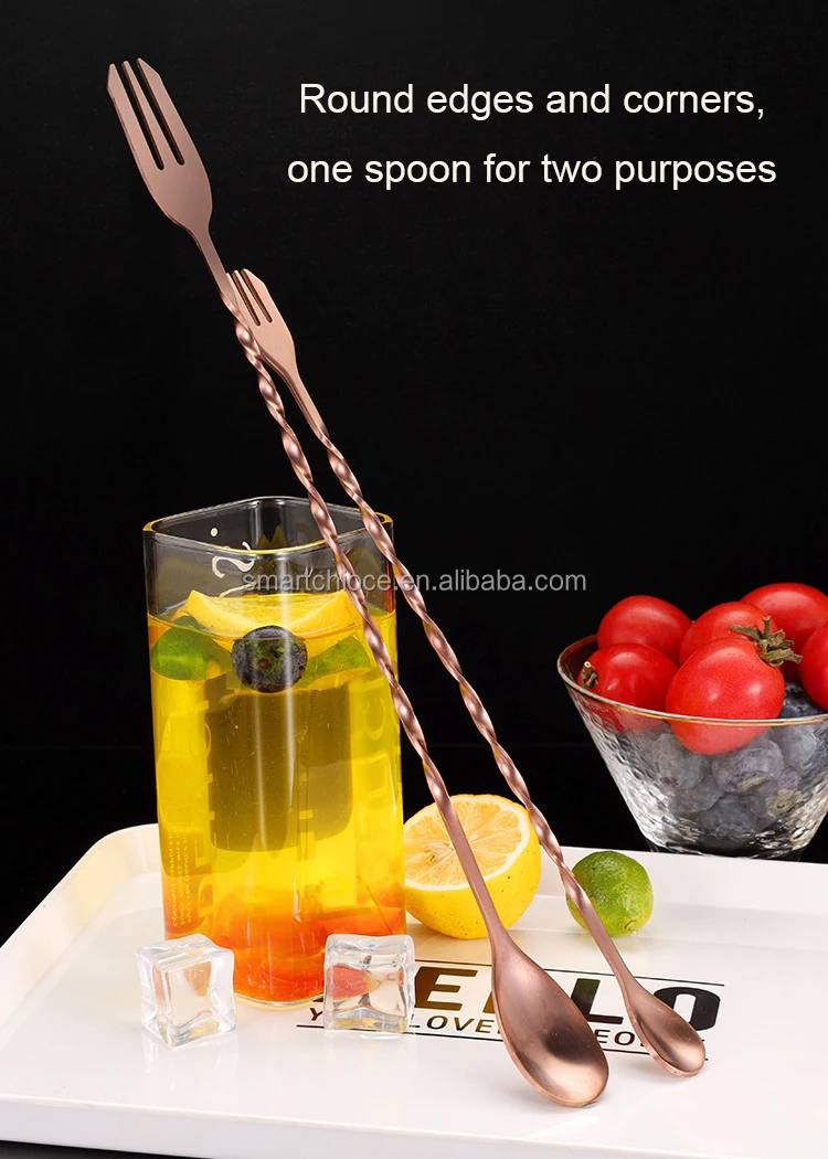 26cm Ktv Bar Stems Stirring Ice Spoon Stainless Steel Milk Tea Long ...