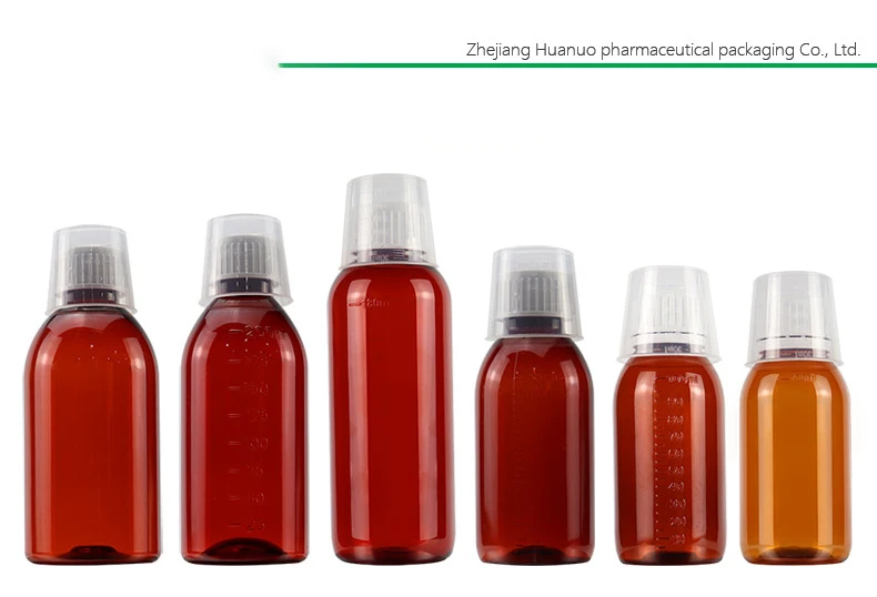 16oz Amber Pet Cough Syrup Plastic Arch Modern Square Seal Medicine ...