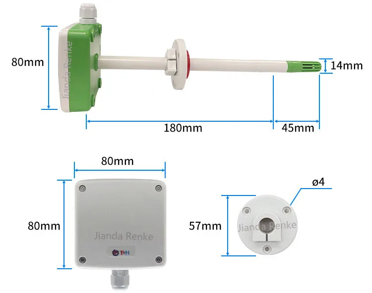 Industrial Duct Mounted Temp Humidity Transmitter Immersion Air Duct ...
