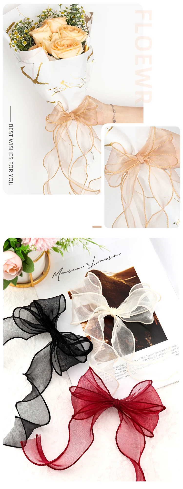 4cm Wine Red,White,Gold Etc. Colorful Fancy Fishtail Yarn Ribbon High ...