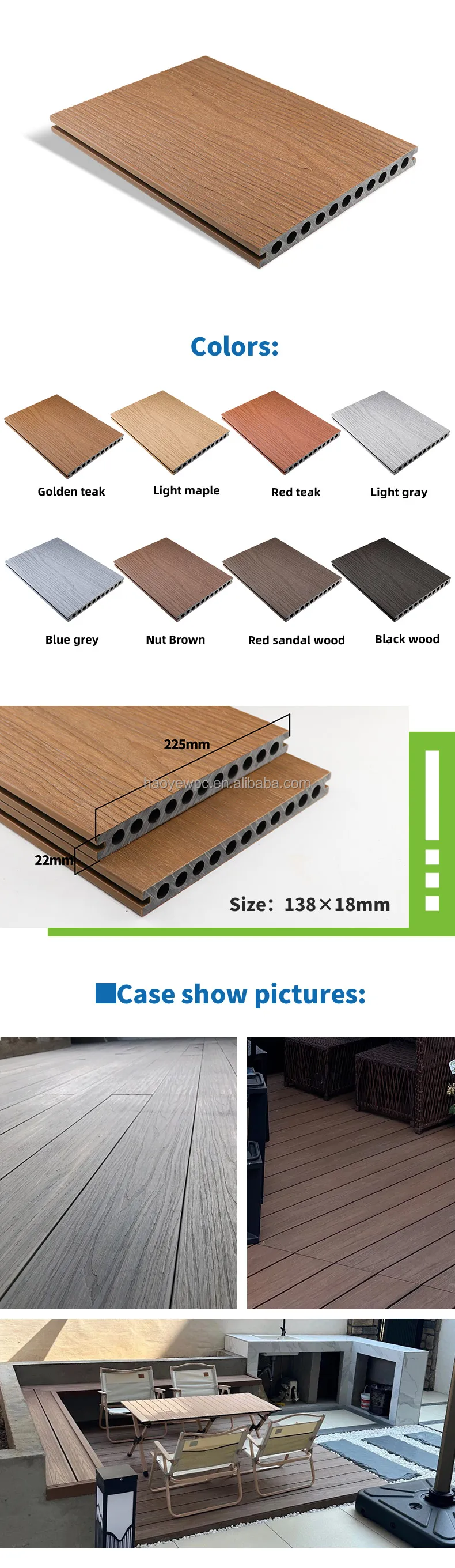 Hoyeah 2024 New Designs Outdoor Composite Wood Texture Flooring Wpc Co ...