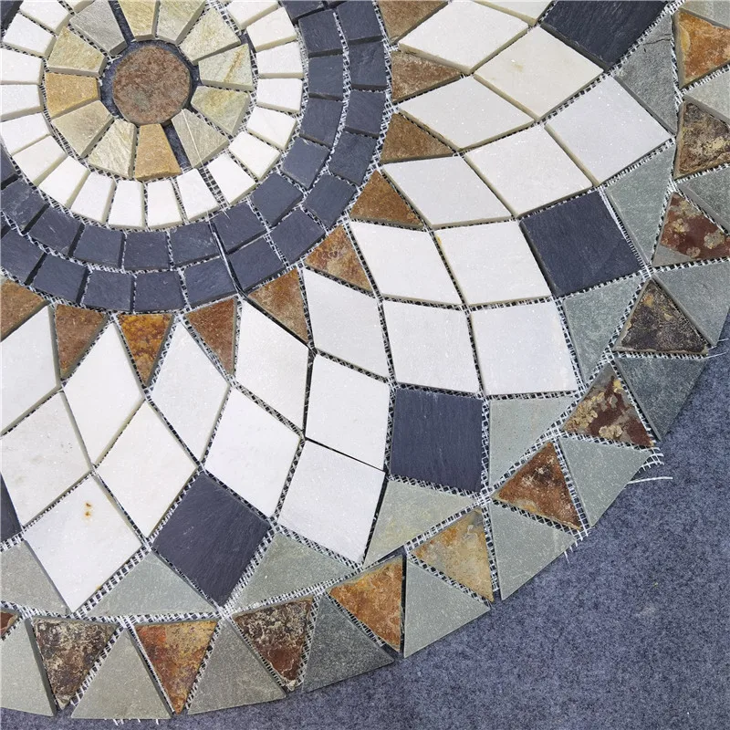 Decorative Slate Stone Mosaic Pattern Design Outdoor Paving Round ...