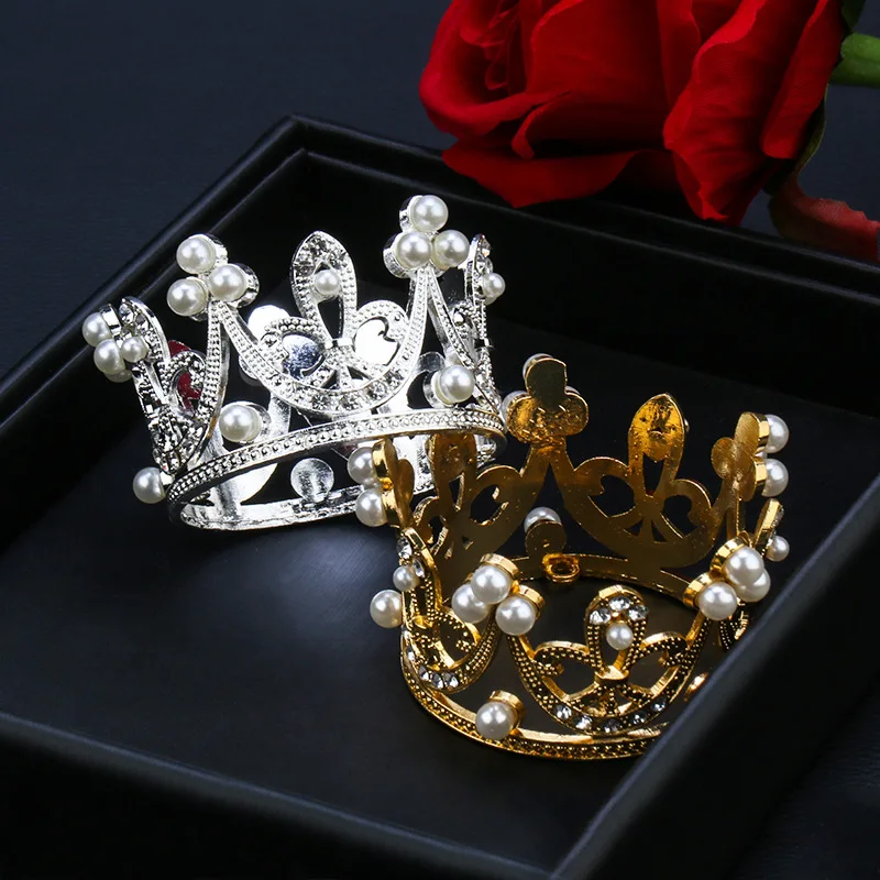 Wholesale Children Mini Pearl Birthday Crowns Gold Rhinestone Full ...