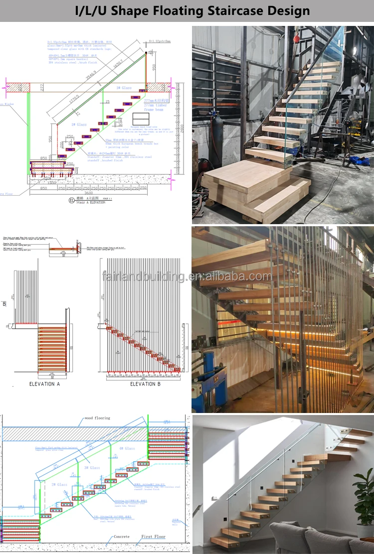 Frameless Glass Railing Minimal Visual Floating Stair| Alibaba.com