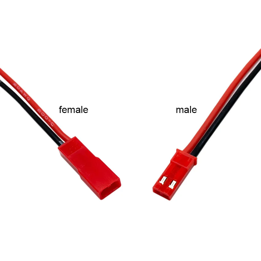 Male and Female JST 2PIN Connectors with 20AWG Silicone Wire