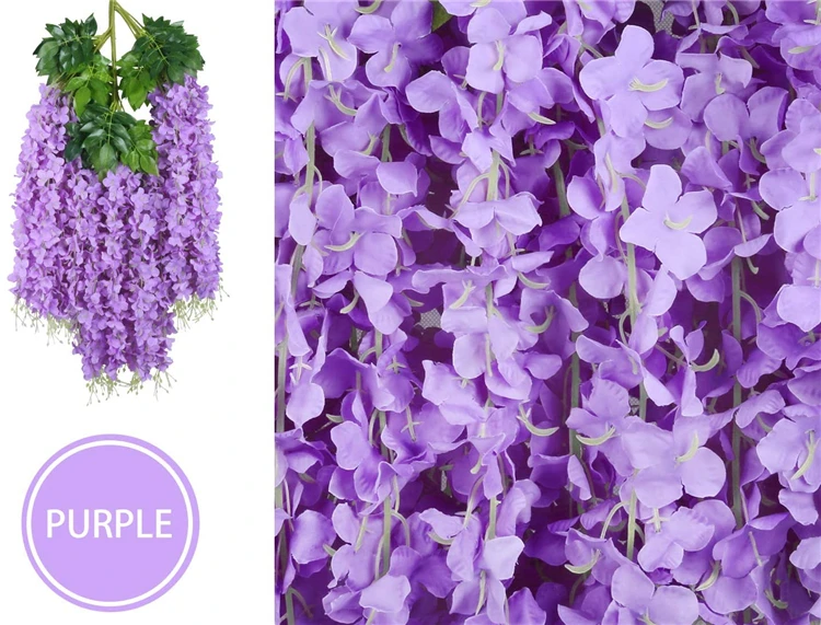 Alibaba.com: Artificial Wisteria Hanging Flowers Purple Silk Flower ...