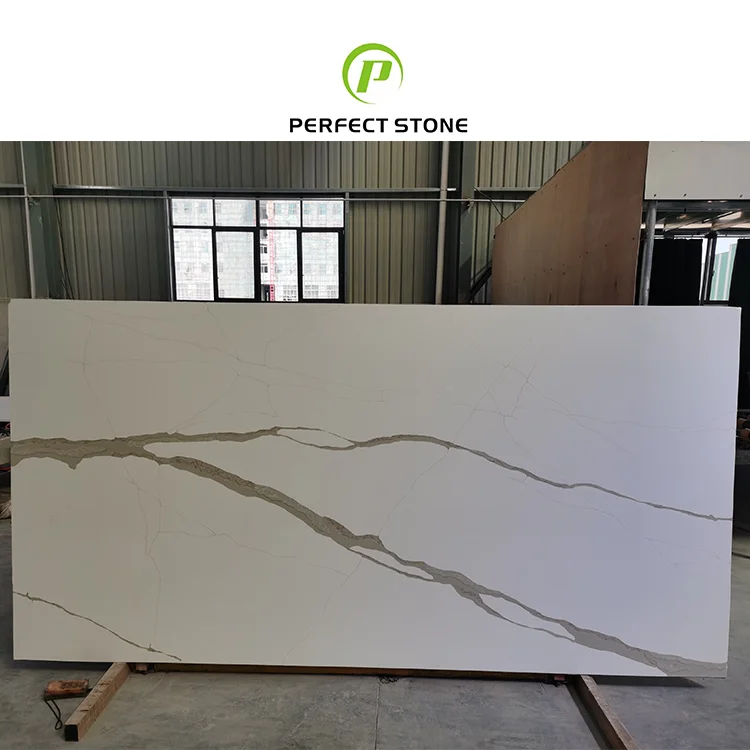 Modern Design Factory Price Calacatta White Artificial Quartz Slab ...