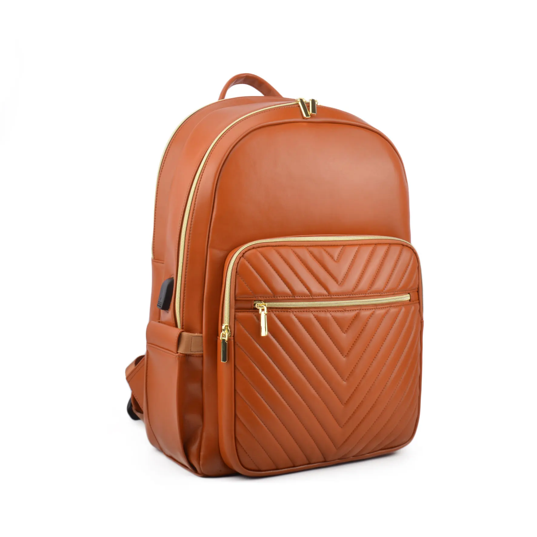 Custom Label Faux Leather Backpack For Business Laptop Daypack Travel ...