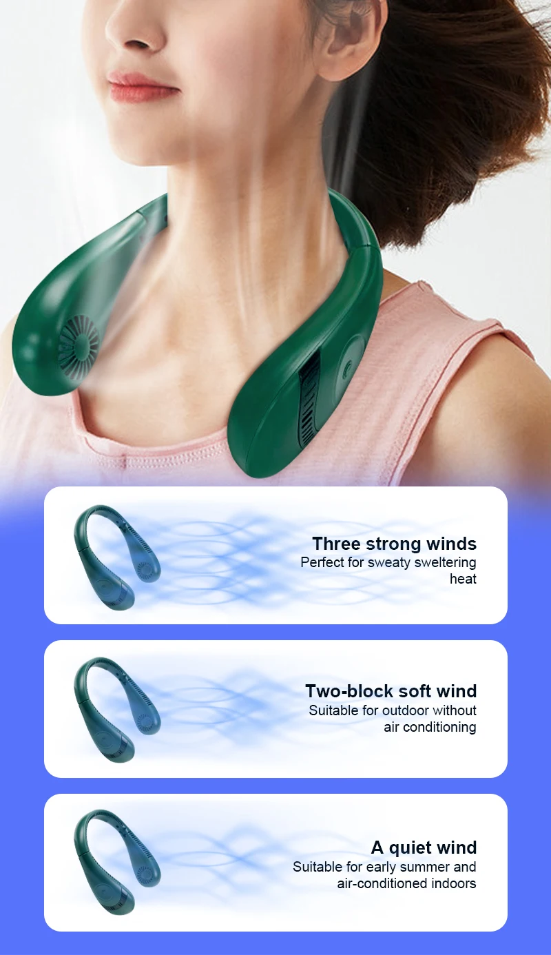 Foldable Leafless Mini Hanging Neck Cooling Hung Band Neckfan 2022 ...