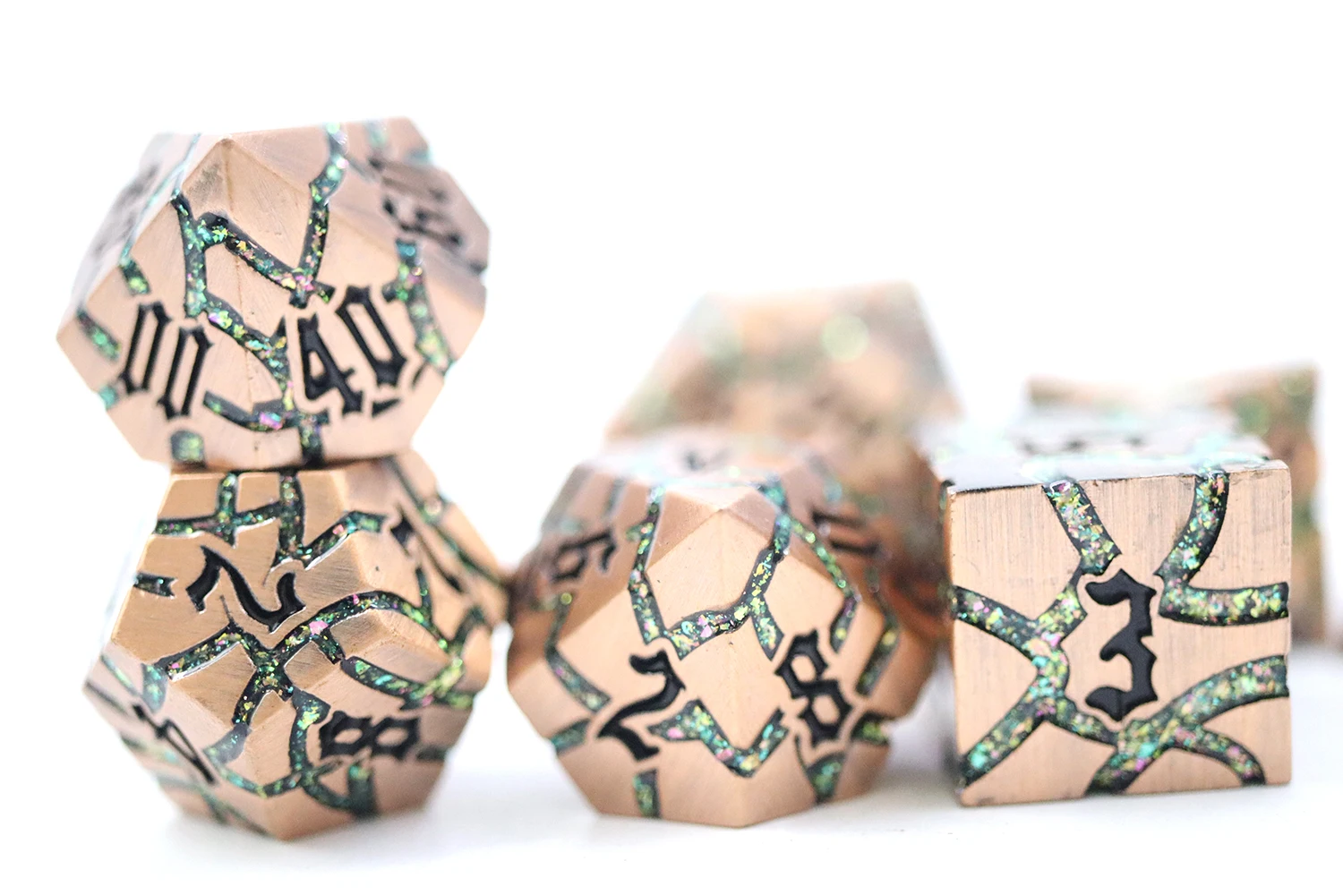 Newest Multi-colored Mica Glitter Cracked Sharp Edge Brass Metal D4-d20 ...