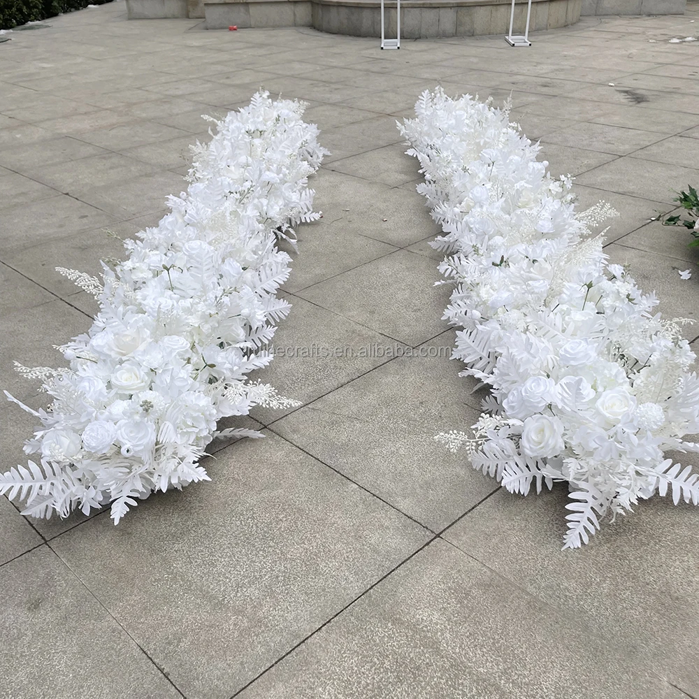 High Quality Silk Faux Rose Flowers Runners White Floral Foam Aisle ...
