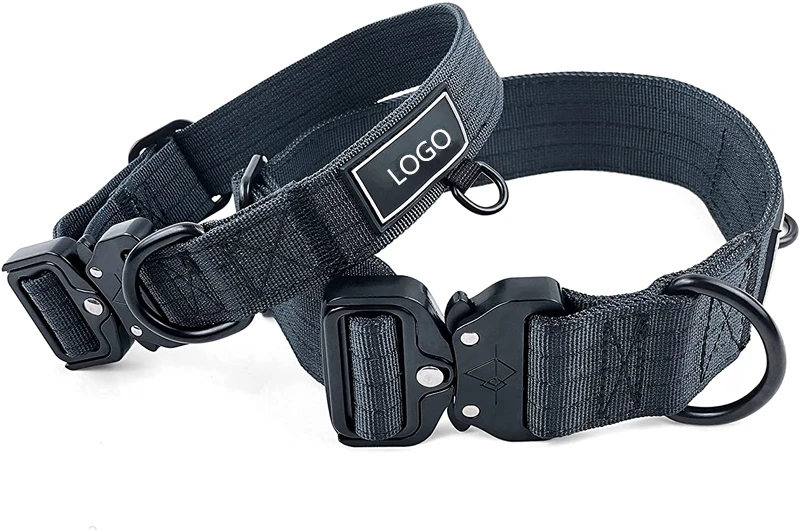 Large Custom Big Dog Collar Metal Duty Nylon Comfort Tactical Combat ...