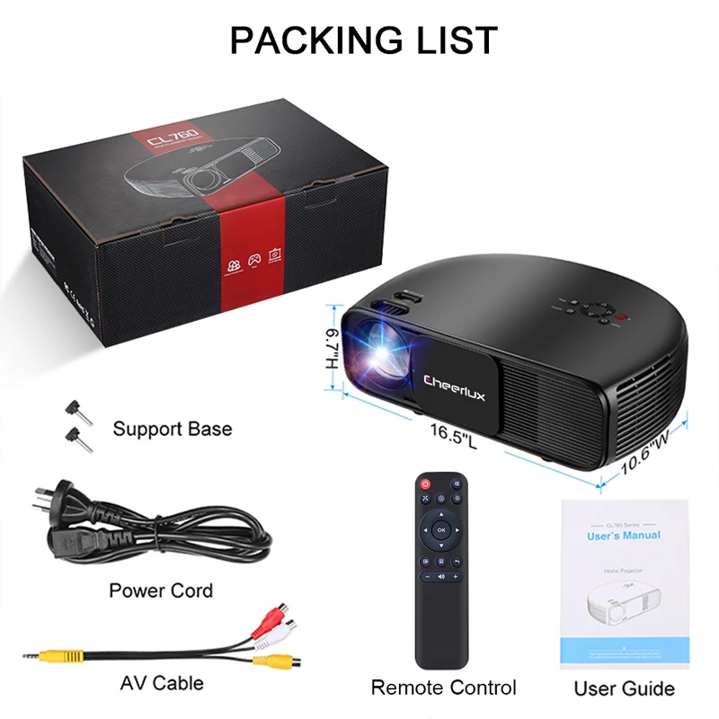 Cheerlux Cl760 Projector Portable Home Theater 3200 Lumens - Buy ...