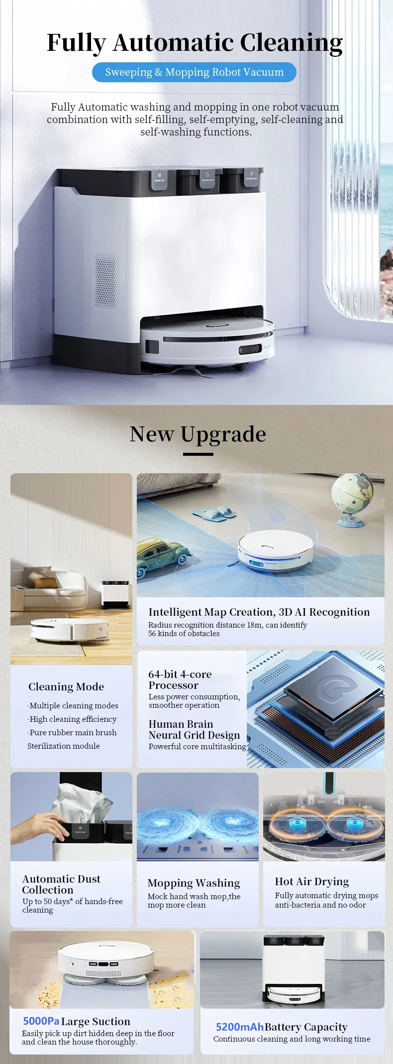 Hot Sell Auto Self-Cleaning Vacuum Electric Lift Mop Smart Features ...