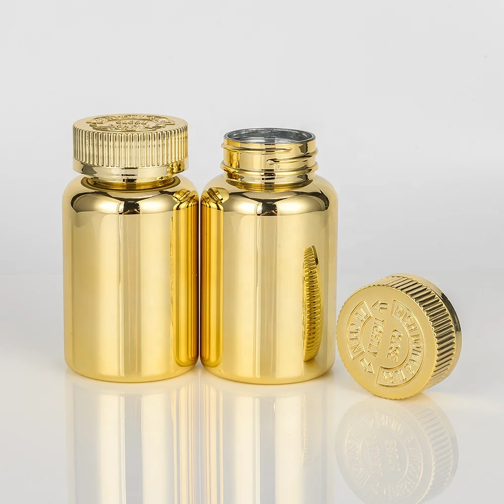 Wholesale Gold Plastic Bottle - Pill Capsule Medicine Container