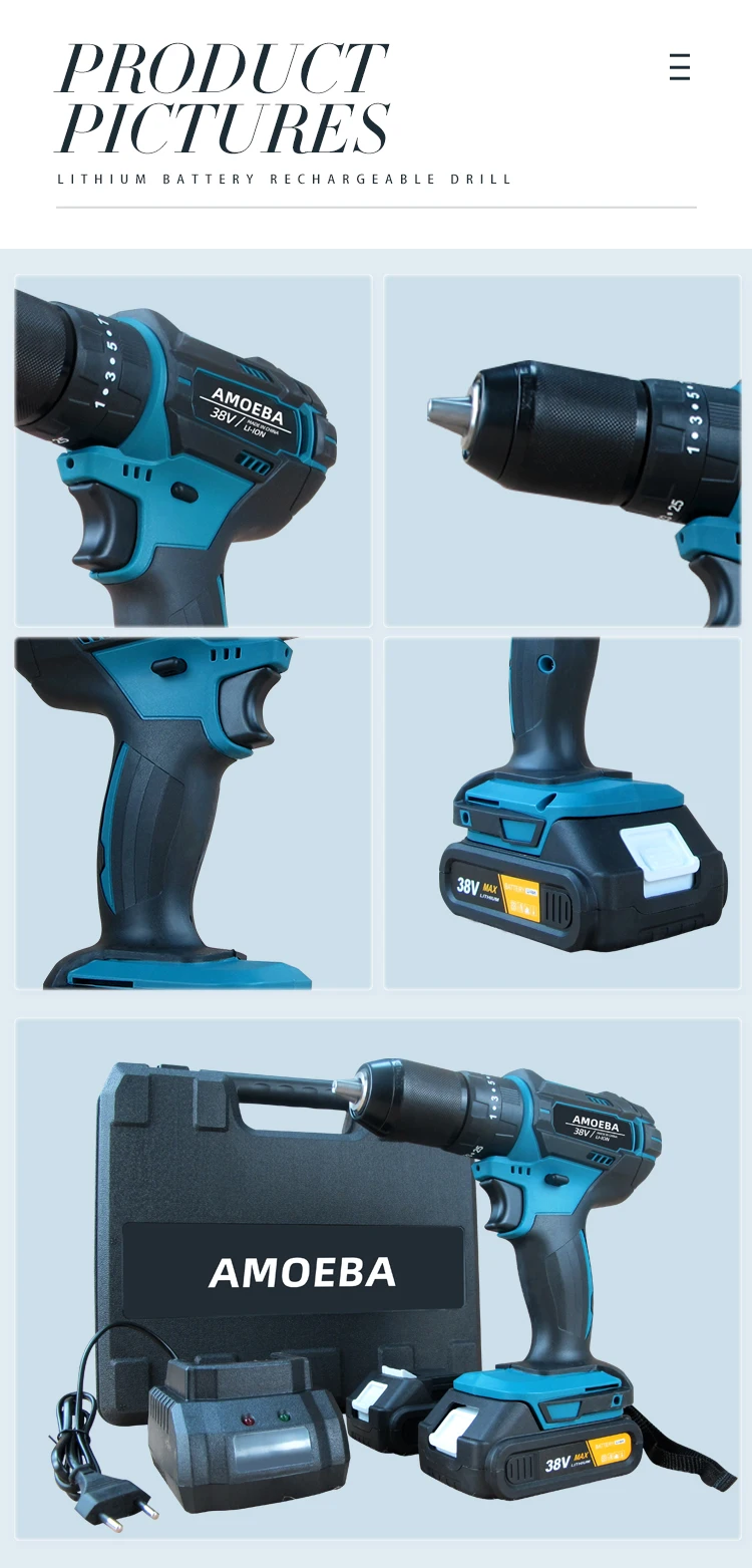 Wholesale Brushless Power Drills Hammer Screwdriver Drill Machine 38v ...