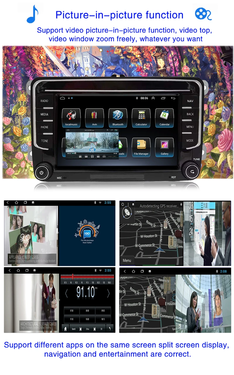 Grandnavi 2din 7inch Wireless Carplay for Volkswagen Cars
