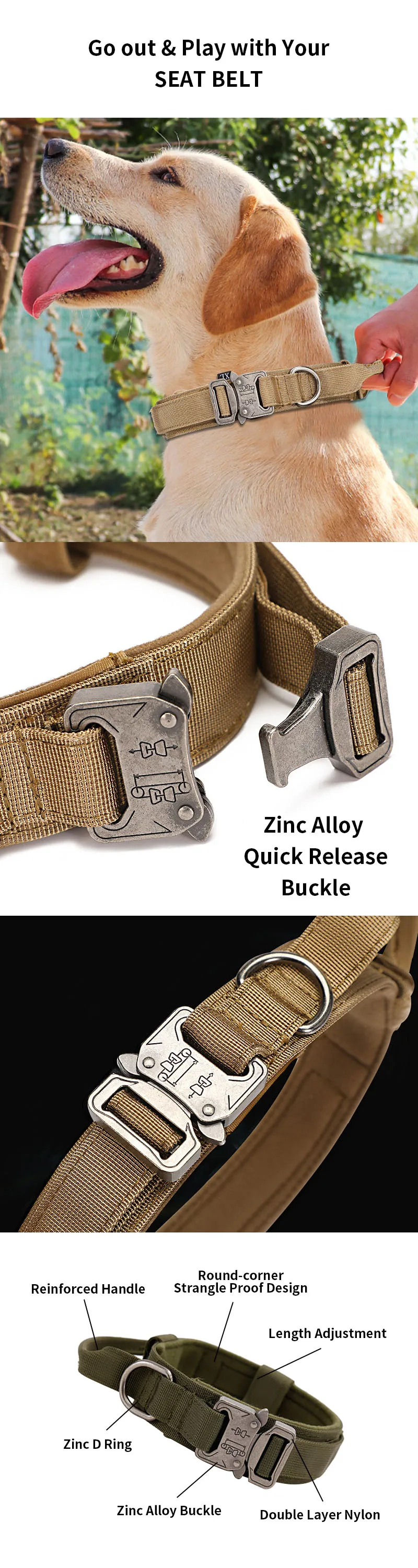 Quick Release Multi-color Military-style Police Style Adjustable Collar ...