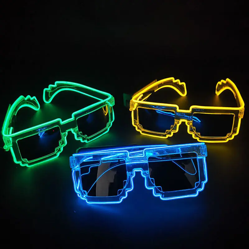 Glow In Dark Mosaic Vintage Eyewear Neon Rave Glasses Dj Flashing Light ...