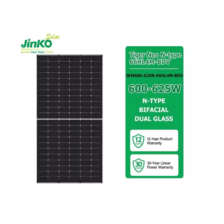 Jinko Tiger Neo N-type Solar Module Jkm600-625n-66hl4m-bdv Jinko 600w 610w 620w 625w Bifacial ...