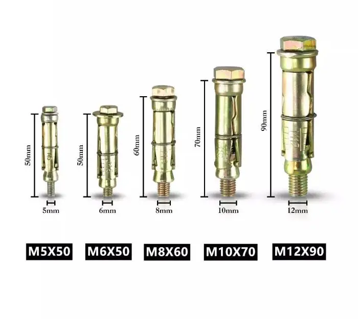 Yellow Zinc Plated Fix Anchor Bolt 3pcs 4PCS Expansion Bolt Fastener ...