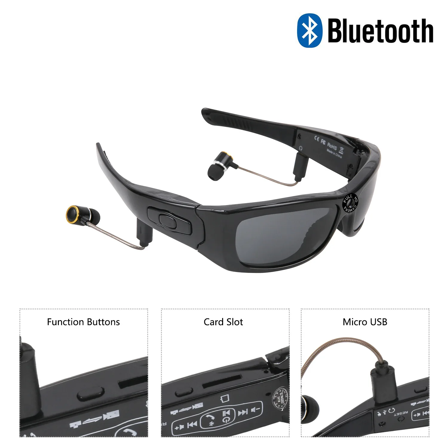 Full Hd 1080p Smart Sunglasses With Camera Multi-functional Mp3 Player ...