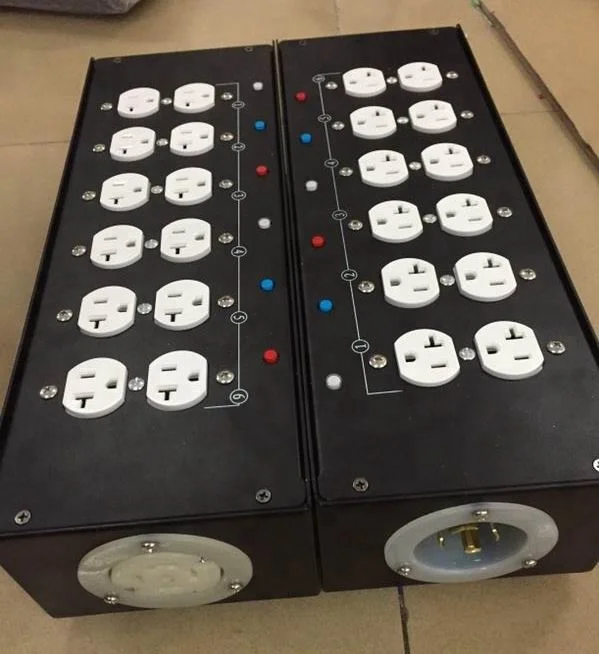 12 Outlets Single Phase 220V/110V 30A Input Power Extension Panel Strip ...