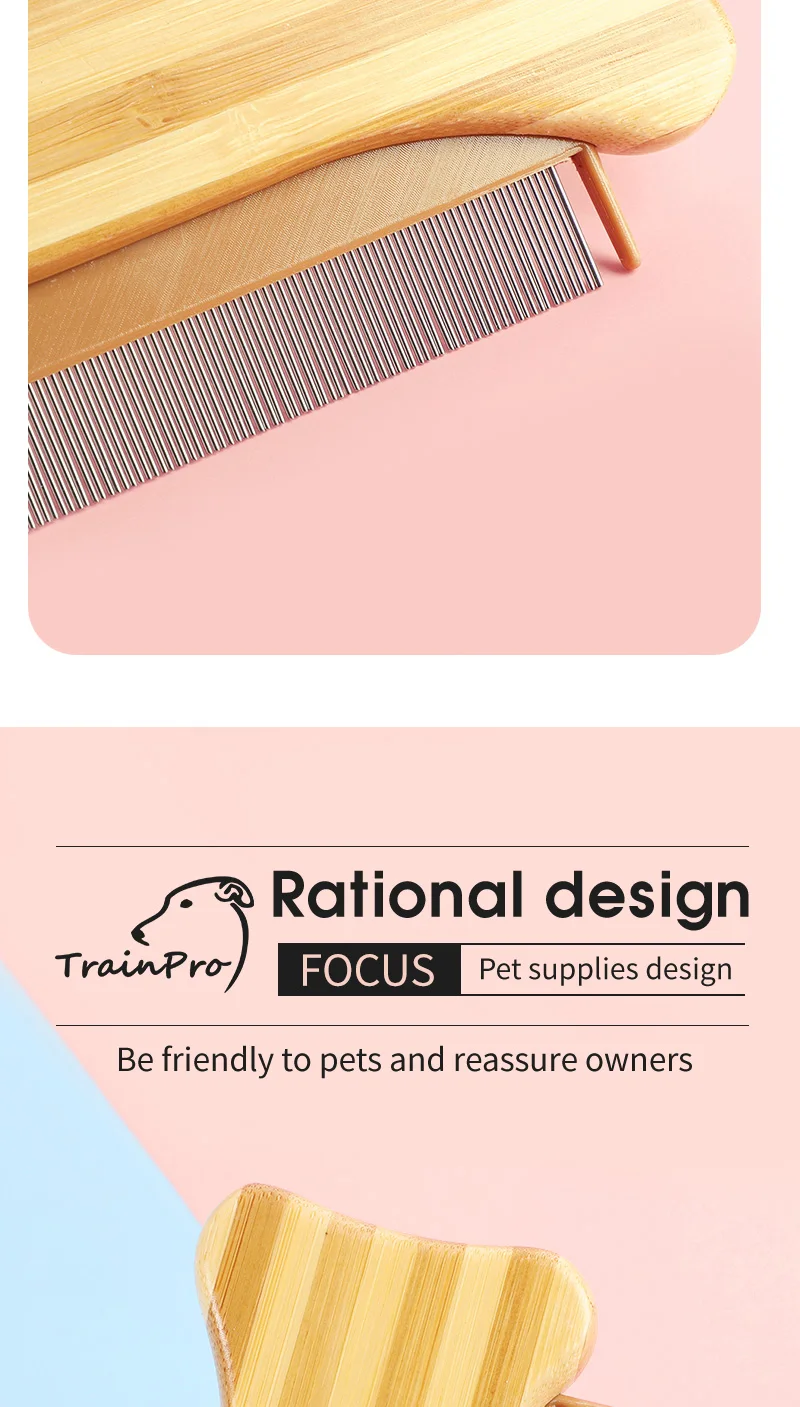Trainpro Professional Color Bamboo Pet Flea Comb - Easily Remove Fleas ...