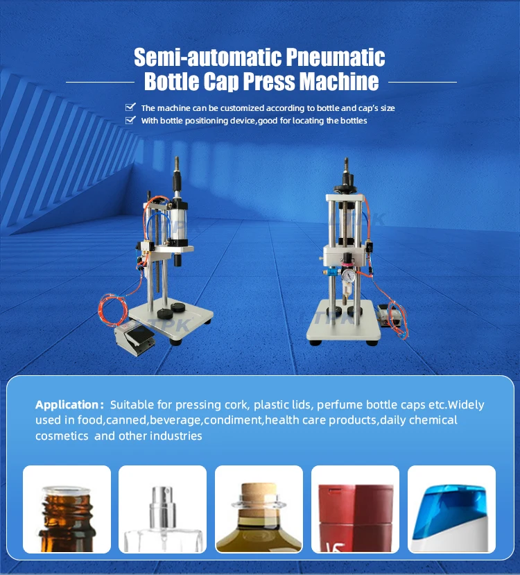 LT-180 Semi Auto Pneumatic Cap Pressing Machine for Bottle Cover Cap Pressing Capping Machine ...