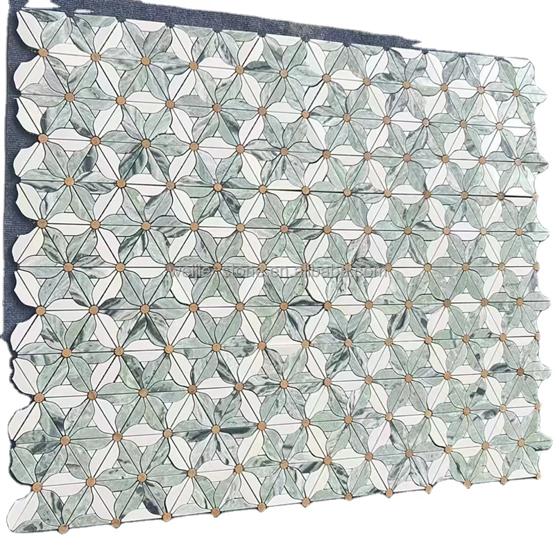 Waterjet Flower Pattern Marble Mosaic Tile Mosaic Tile For Kitchen ...