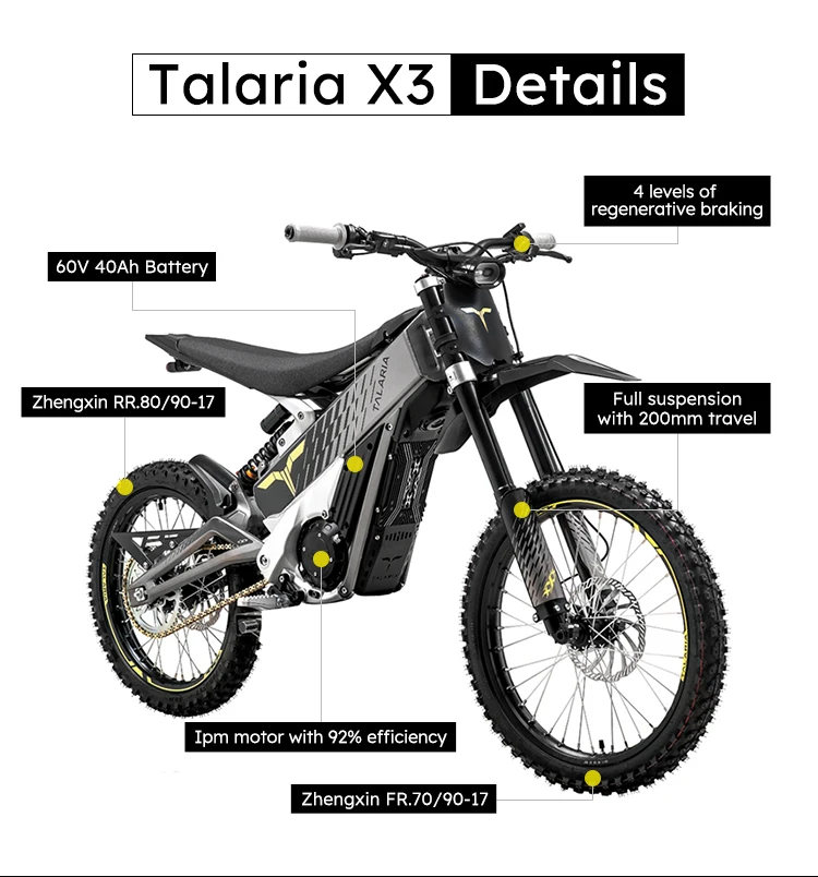 Factory Direct Sale Talaria Xxx(x3) Dirt Ebike 60v 25/40ah 2500w 4200w ...