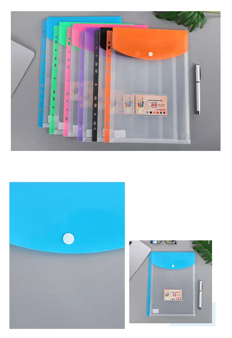 Customized A4 Transparent File Folder - Snap Waterproof Button