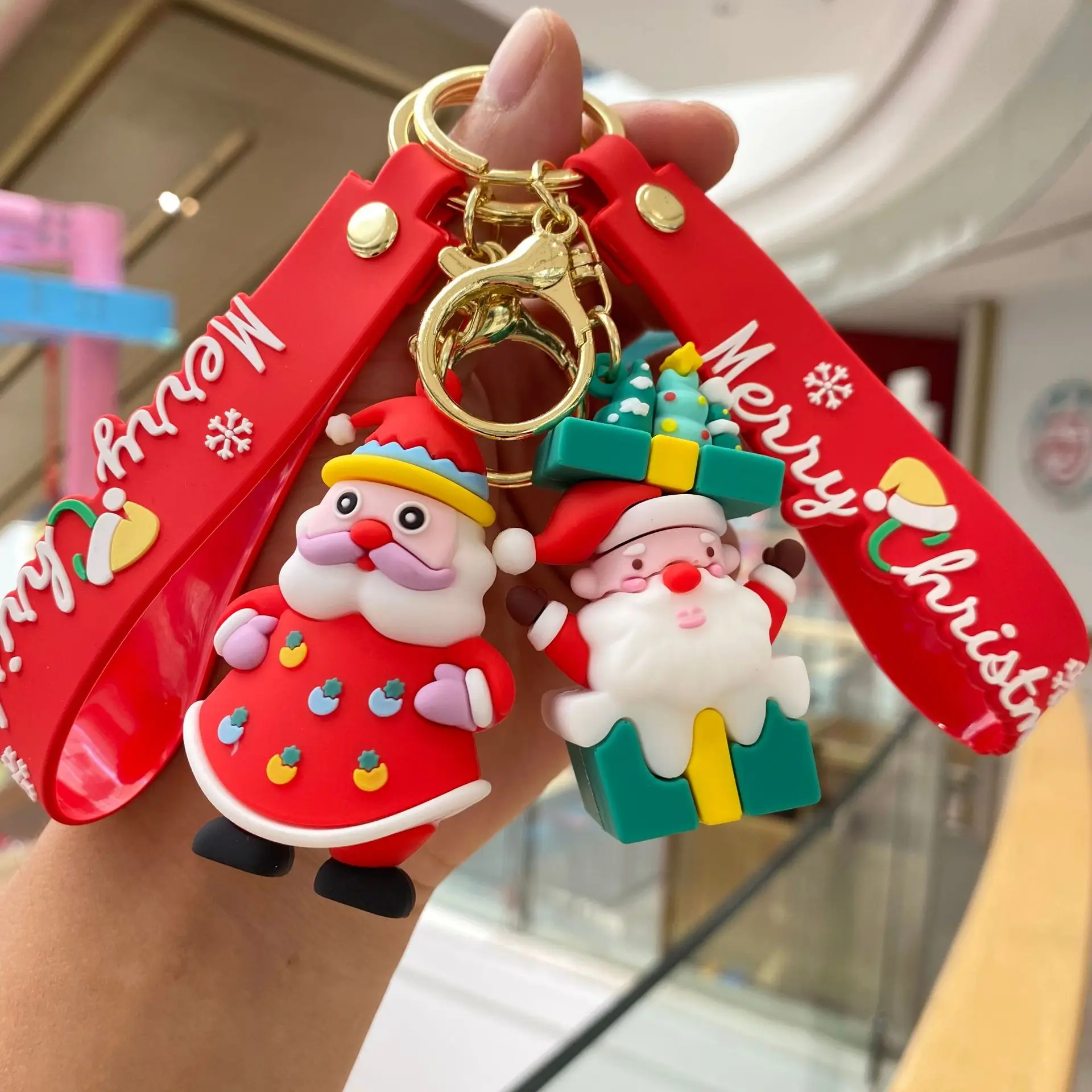 Merry Christmas Festival Keychains Cartoon Snowman Christmas Tree Gifts ...