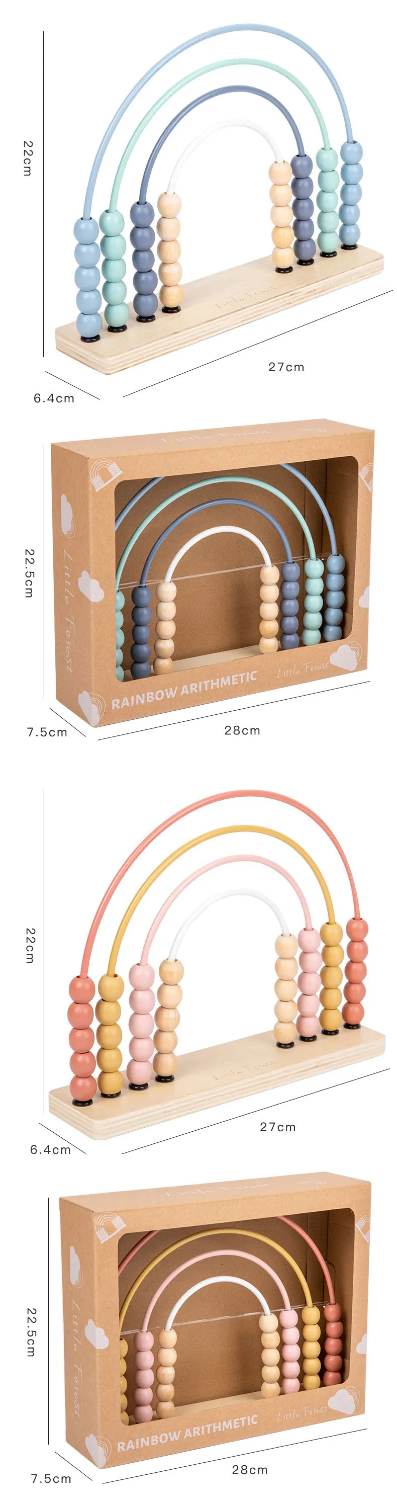 Wooden Rainbow Abacus Toddlers Teaches Early Math Skills Counting ...