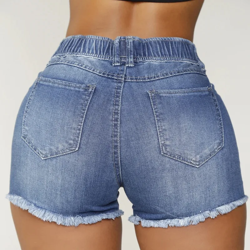 Drawstring Elastic Waist Clothes Women Jeans Skinny Jean Shorts For ...